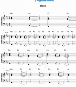 Hello - Adele - Score for Piano - Music Sheet